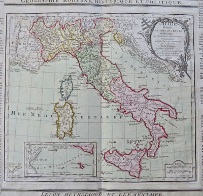 Italy Italia 1790 Brion Desnos engraved map Piedmont Papal States ...