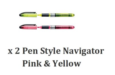Stabilo Navigator Highlighter Twin Pack Fluoro Pink & Yellow Clip Pens ...