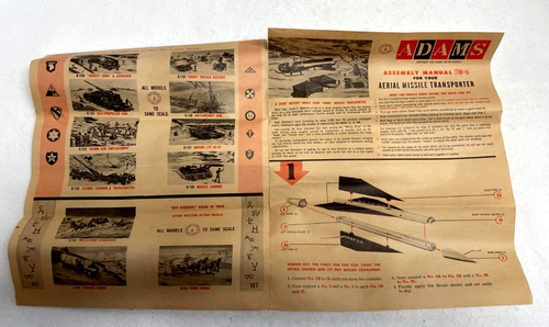 1958 Adams Action Models Assembly Manual TM-8 for Aerial Missile ...