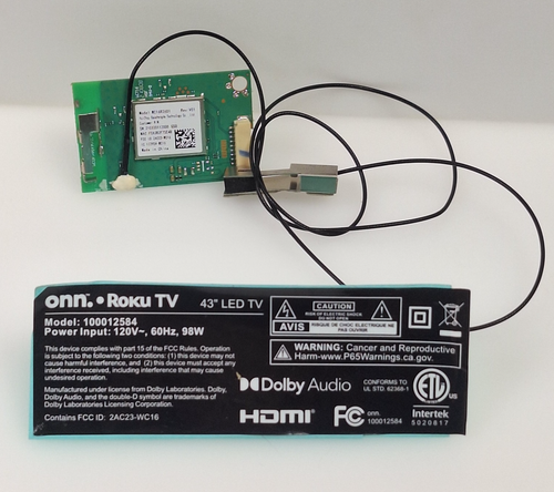 ONN Roku 100012584 WiFi Module WC16R2601 w/ Antenna OEM LED TV ...
