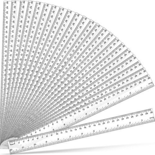 100 Pack 12 Inch Rulers Bulk Clear Rulers Plastic Rulers for Classroom ...