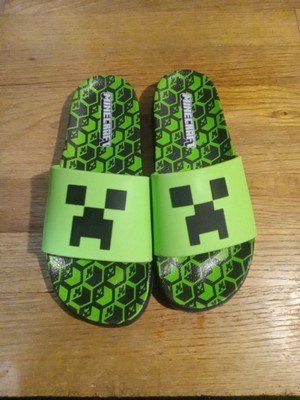 Official Minecraft Creeper Kids Youth Boys Slides Sandals Flip Flops ...