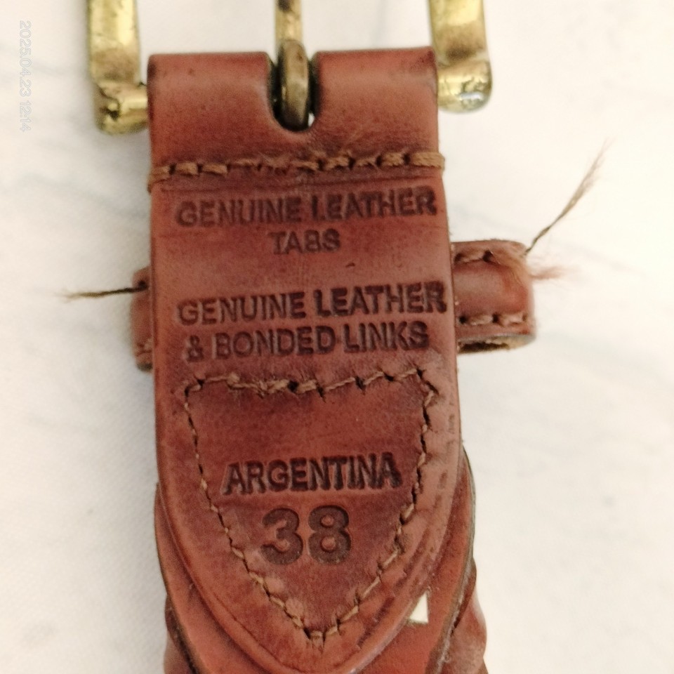 Genuine Leather Men's Brown Belt 38 Rectangular Braided With Solid ...