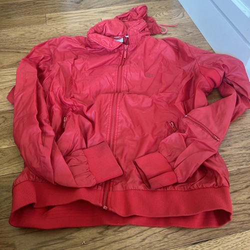 VINTAGE Lacoste Jacket Medium Adult Red Full Zip Pockets Removable Hood ...