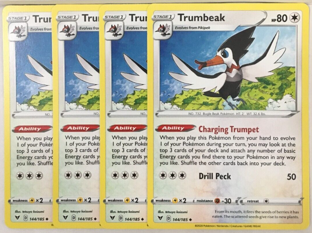POKEMON 4X TRUMBEAK 144/185 VIVID VOLTAGE UNCOMMON NEAR MINT-PLAYSET | eBay
