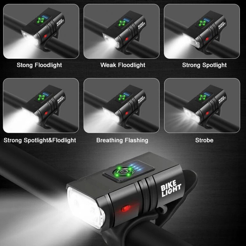 Bike Light Set Rechargeable LED Bicycle Lights Waterproof Headlight ...