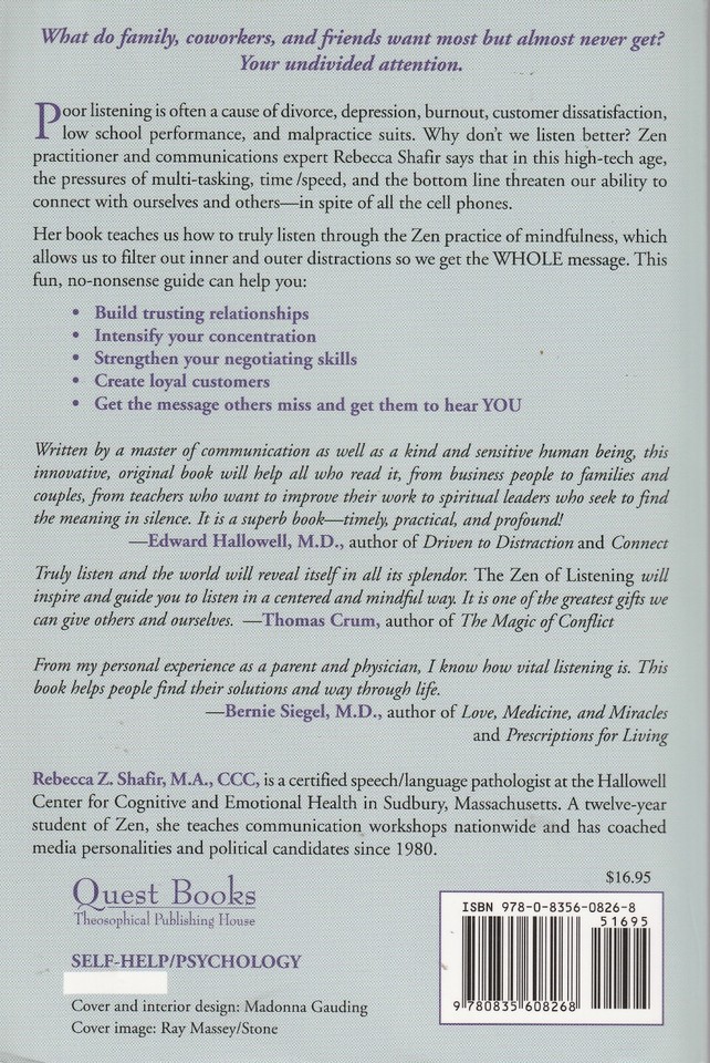 Zen of Listening Mindful Communication in the Age of Distraction 2007 ...