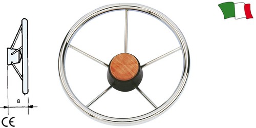 VOLANTE RUOTA TIMONE 5 RAZZE ACCIAIO INOX Ø 350 MM - PER BARCA GOMMONE ...