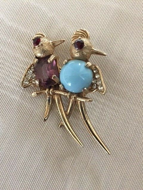 MID CENTURY COLLECTORS WEISS PIN TWO BIRDS ON A BRANC… - Gem