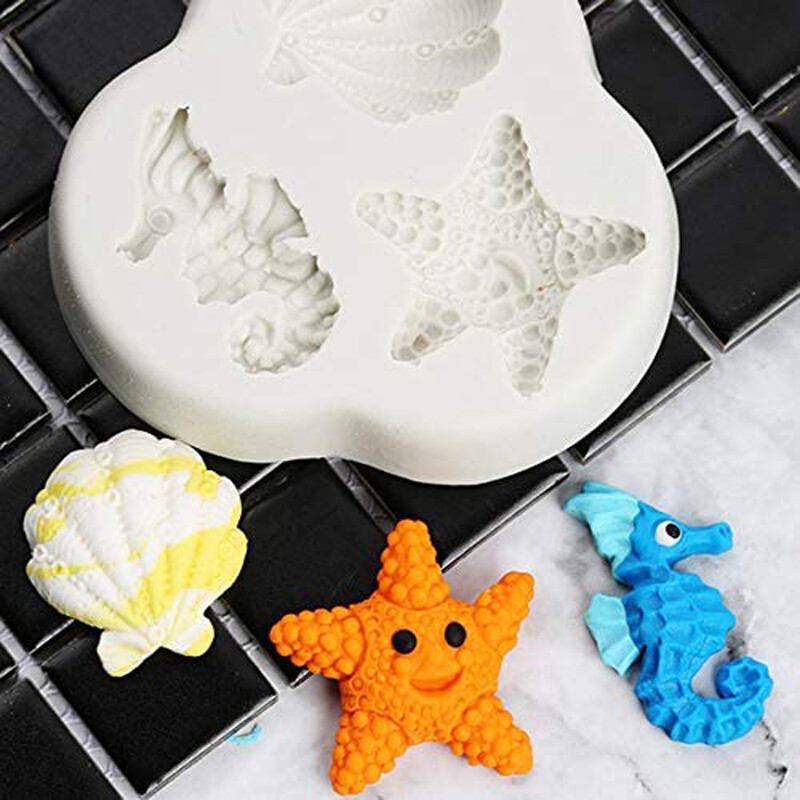 5pcs Mermaid Sea shell Silicone Cake Decorating Moulds Fondant ...