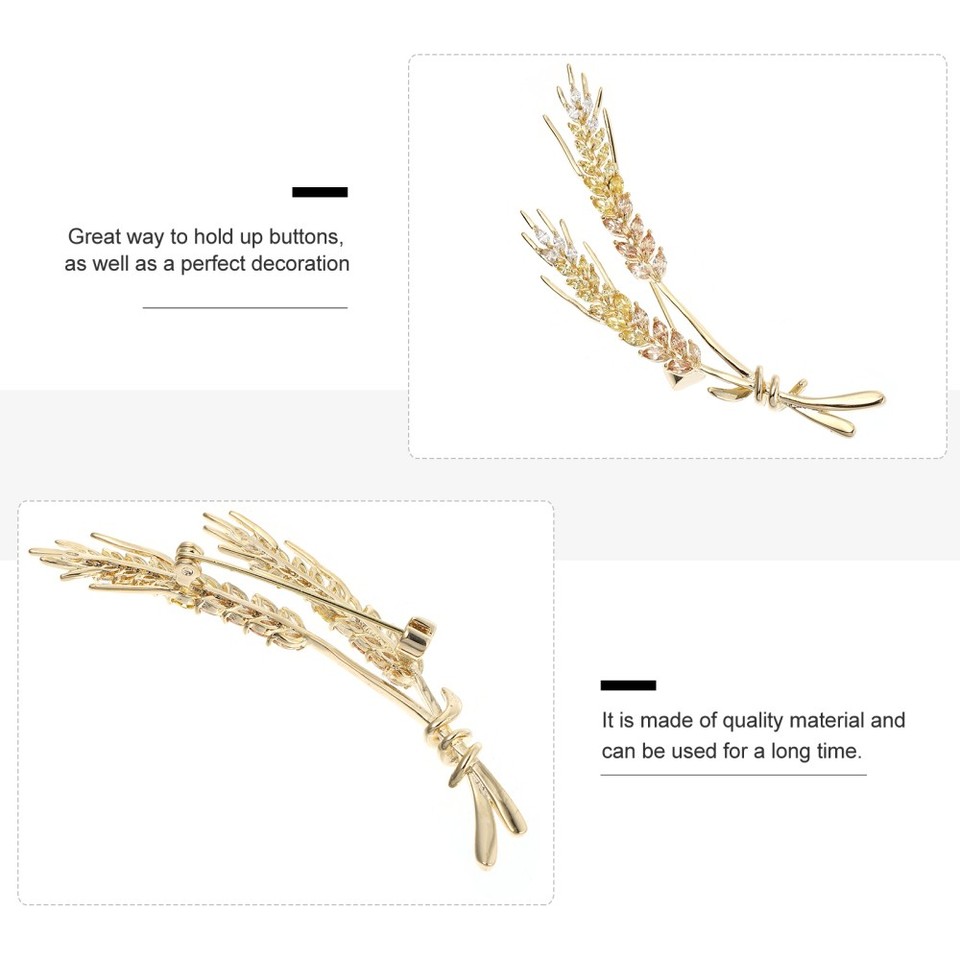 Wheat Jewelry Brooch Pins for Women Fashion Flower Sparkling Golden ...