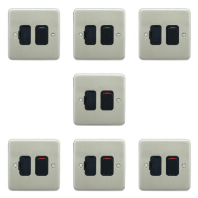 7 x Deta 1913SCB Switched Spur Connection Units 13A Satin Chrome ...