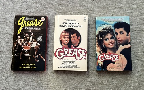1972 & 1978 GREASE Paperback Book Photo Movie Novel John Travolta 50s ...