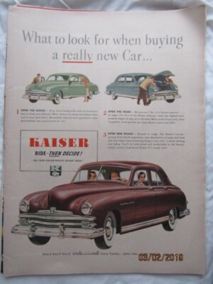 1949 VTG Orig Magazine Ad Kaiser Frazer What To Look For When Buying A ...