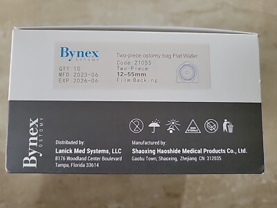 10 NEW BYNEX OSTOMY Flat Wafers 21055, 12-55 mm w/ Film Backing Exp 6/ ...