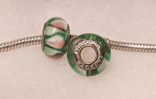 New Set of 2 Pandora Multi Green, Pink & White Abstract Triangles ...