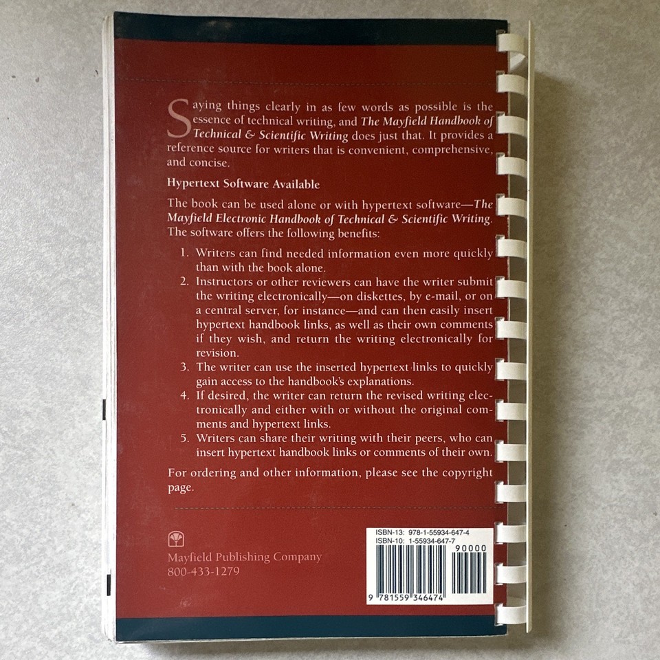 The Mayfield Handbook of Technical & Scientific Writing Spiral Bound PB ...
