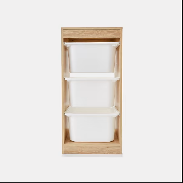 Kids Storage Unit with 3 Tubs Oak Look Store Toys Books other ...