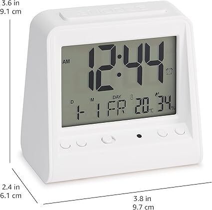 Amazon Basics Tabletop Triangular Digital Alarm Clock With Light White ...