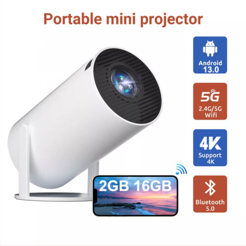 4K Mini Projector HY300 Android WiFi6 Bluetooth BT Cinema Portable Home ...