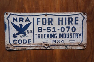 1934 USA EAGLE License Plate - NRA National Recovery Act | eBay