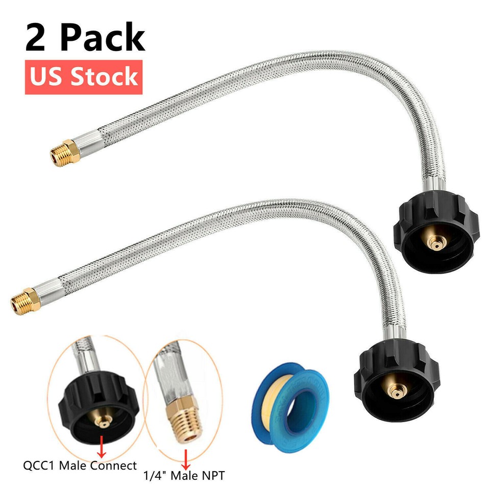 2X 15" LP Gas Propane Hose Tank Connector w/ Type1 Connection Acme 1/4 ...