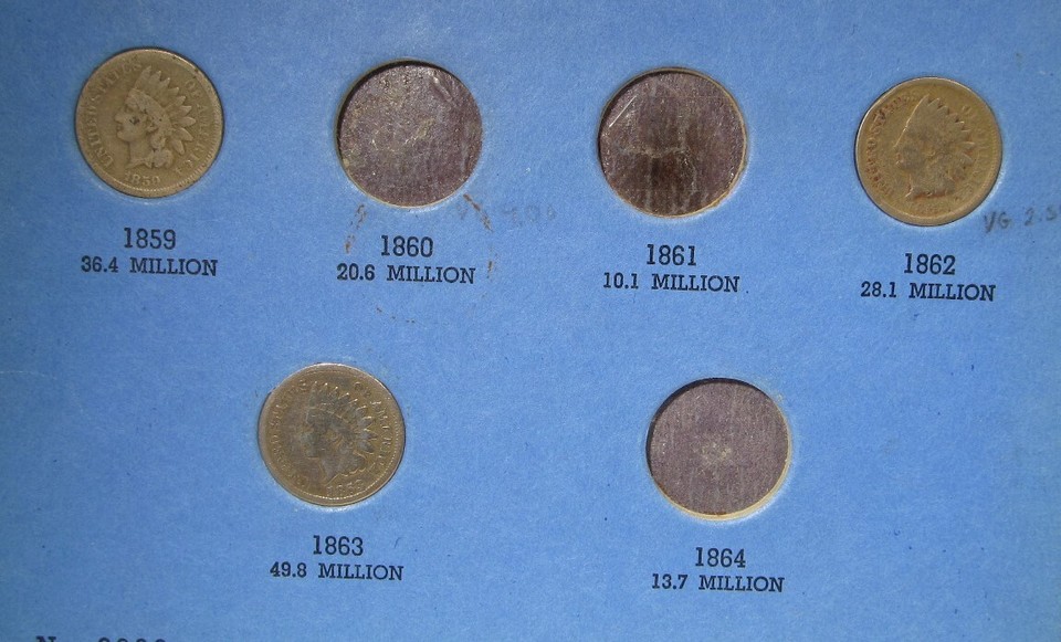 Vintage Indian Cent Collection 46 Different Dates 1857-1909 AN645 | eBay