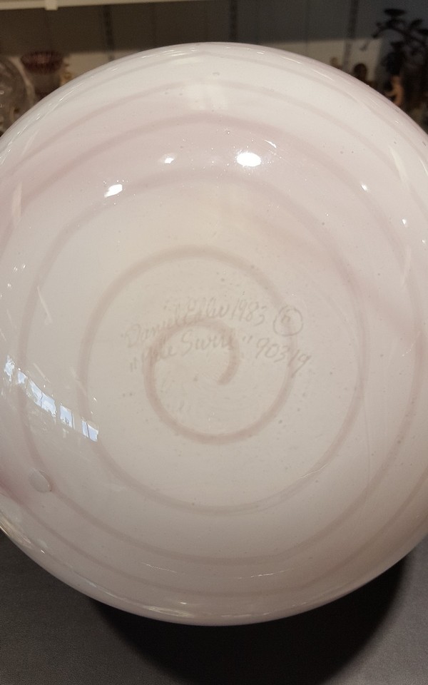 Daniel Edler Art Glass Round Vase Pale Swirl #90319 1983 | eBay