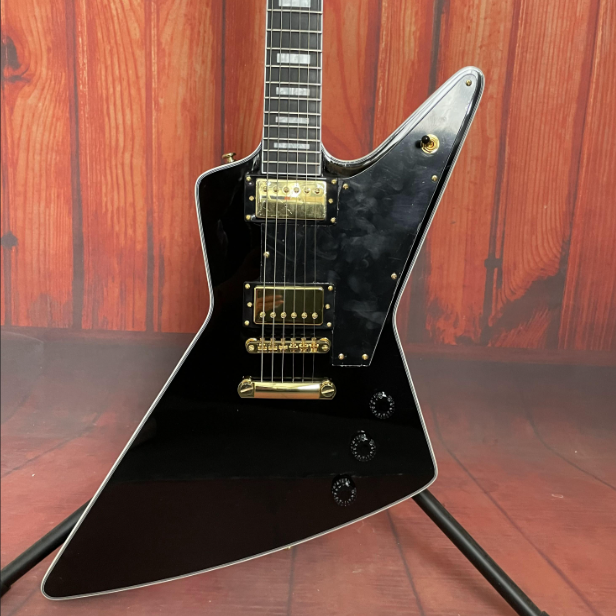 6-Strings Black Explorer Electric Guitar Solid Body Gold Hardware H-H ...
