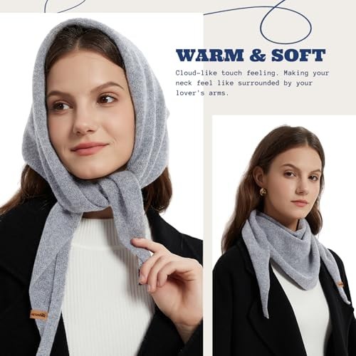 100% Merino Wool Triangle Scarf for Women - Soft Warm Winter Neck ...