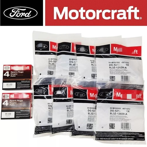 OEM Motorcraft 8 Ignition coil DG521 & 8 Spark Plug SP509 For Ford F150 ...