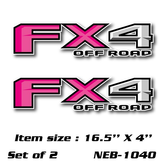 For Ford FX4 CUSTOM Pink Off Road Decals Stickers Truck 4x4 Bed Side ...