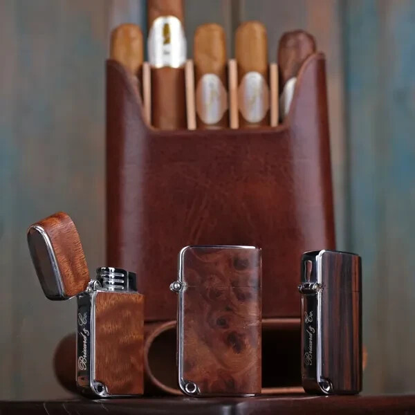 BRIZARD & CO NANO SERIES 2 CIGAR TORCH LIGHTER BUBINGA WOOD BROWN MSRP ...