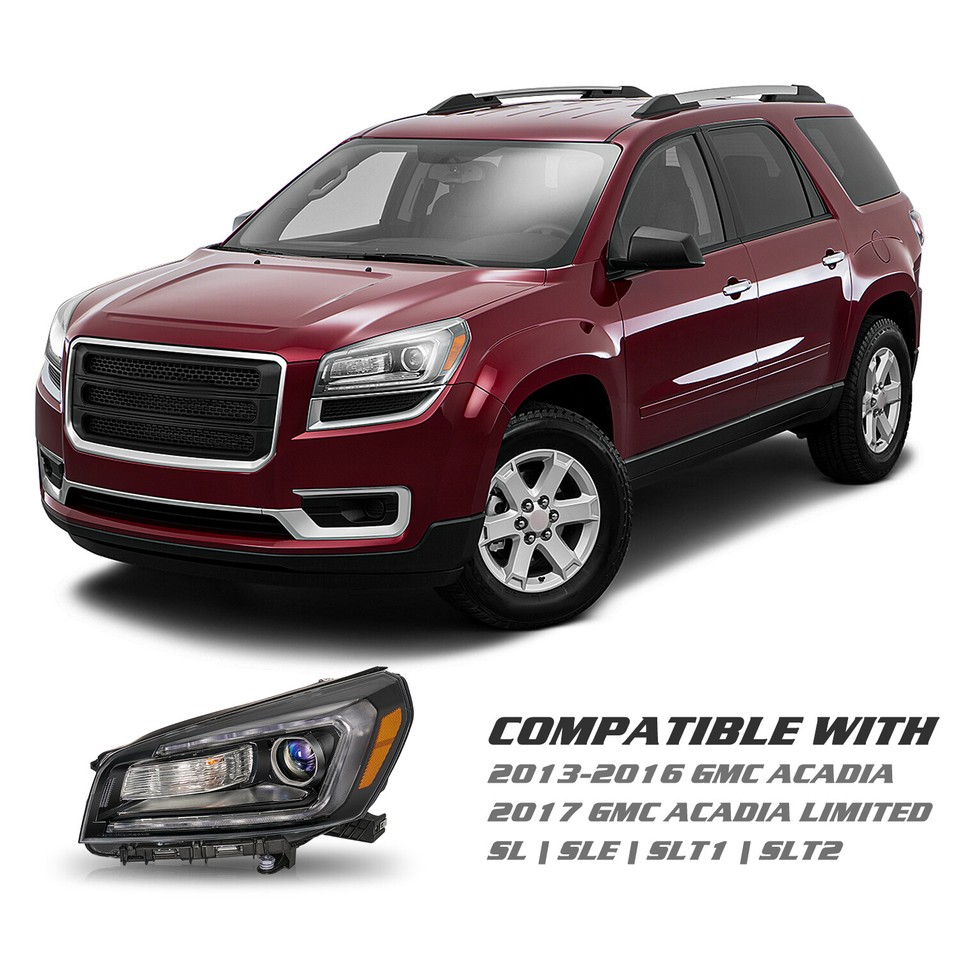 For 2013-2016 GMC Acadia Halogen LED Tube Projector Headlight Headlamp ...