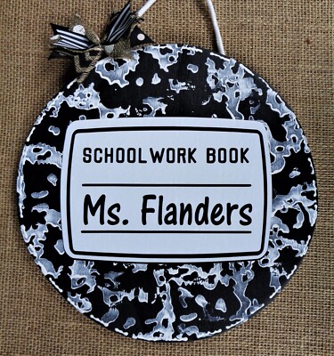 PERSONALIZED Name CIRCLE Teacher SIGN School Work Book Door Plaque ...