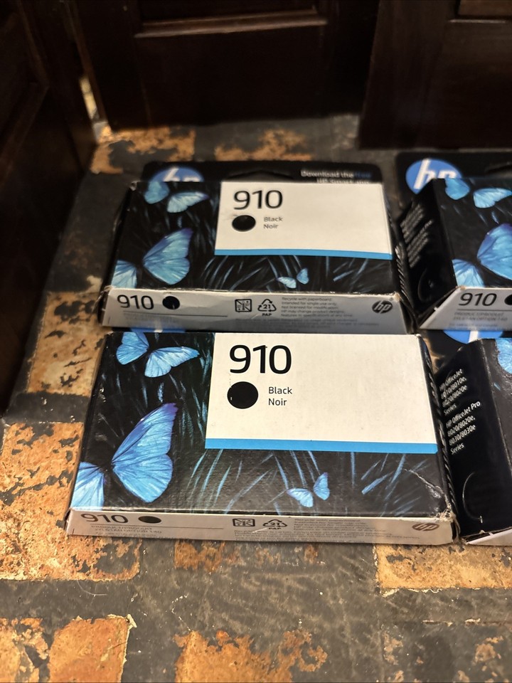 4 Pack GENUINE OEM HP 910 Black Standard Yield Ink Cartridge BB 6/24 ...