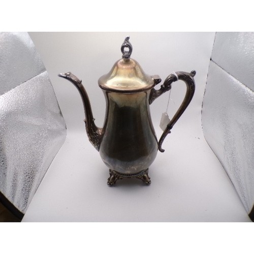 Vintage Silver Plated Footed Coffee Pot Teapot Server Ornate Handle ...