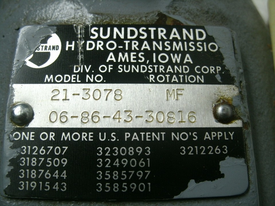 SAUER SUNDSTRAND HYDRAULIC MOTOR HYDRO TRANSMISSION 21-3078 ROTATION MF ...