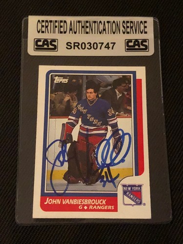 JOHN VANBIESBROUCK 1986-87 TOPPS ROOKIE SIGNED AUTOGRAPHED CARD RANGERS ...