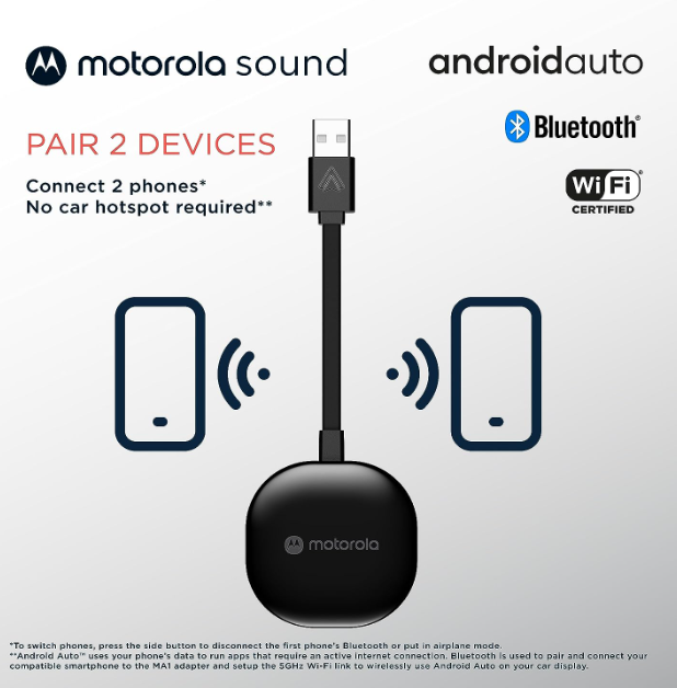 Motorola MA1 Wireless Android Auto Car Direct Plug-in USB Adapter | eBay