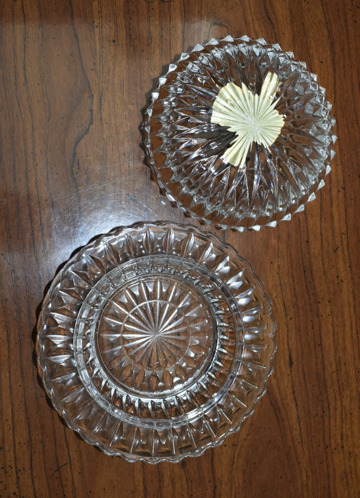 Vintage Hand Cut English Lead Crystal Covered Candy Butter Dish Brama ...