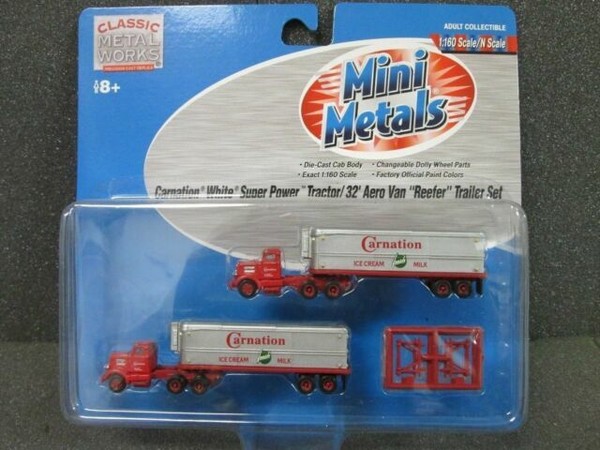 CMW Mini Metals N Scale Carnation White Tractor Trailer Reefer Set 1 ...