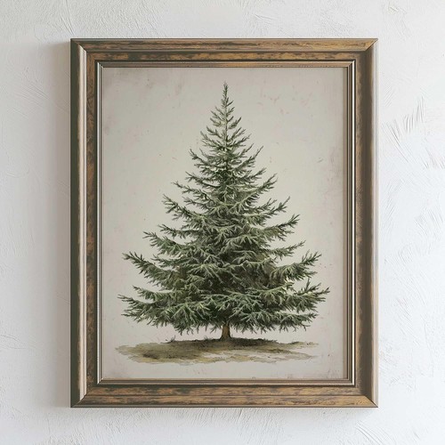 Vintage Christmas Tree, Pine Tree Print, 8x10 inch Print Unframed | eBay
