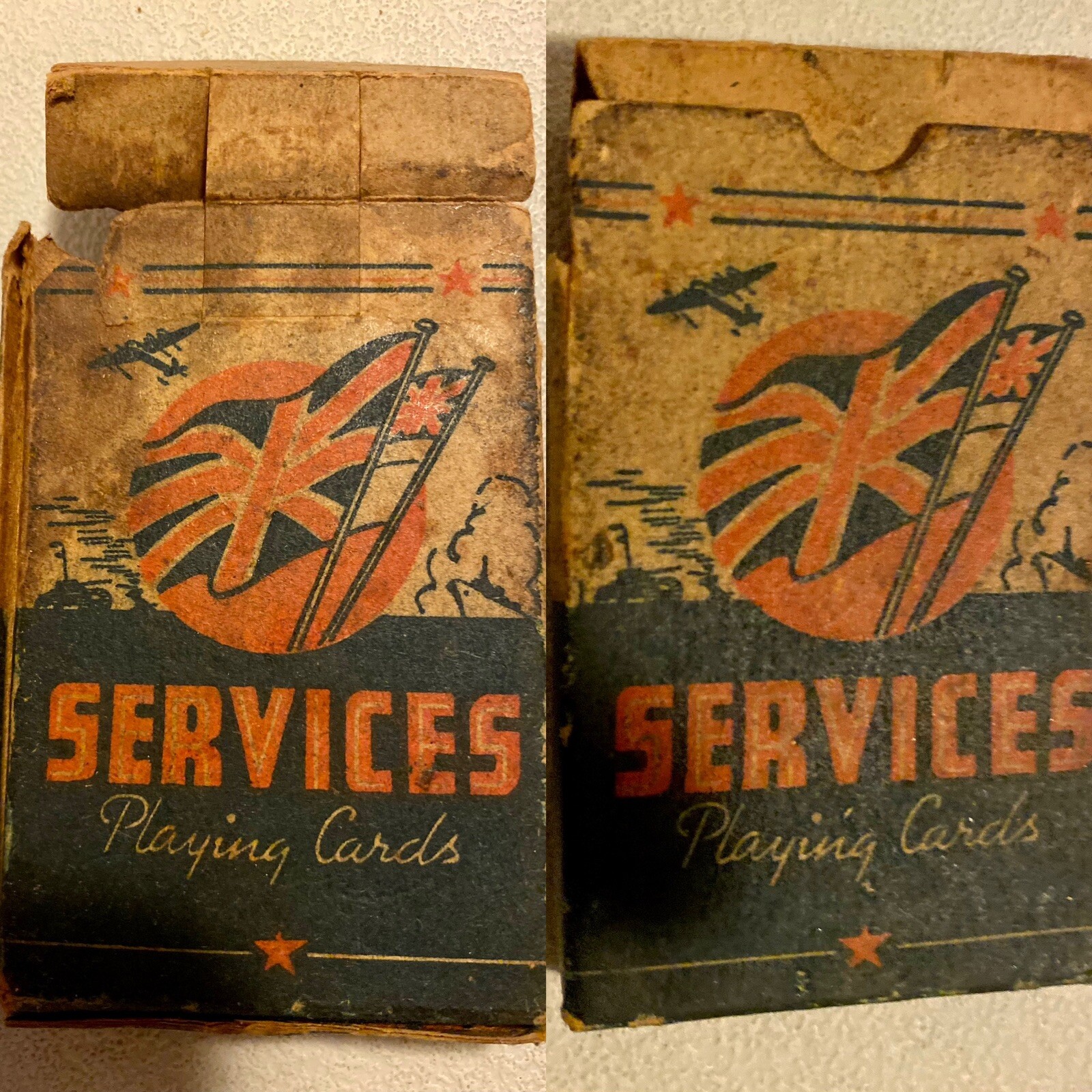 Genuine WWII Services ISSUE WARTIME PACK Playing CARDS in Box Military ...