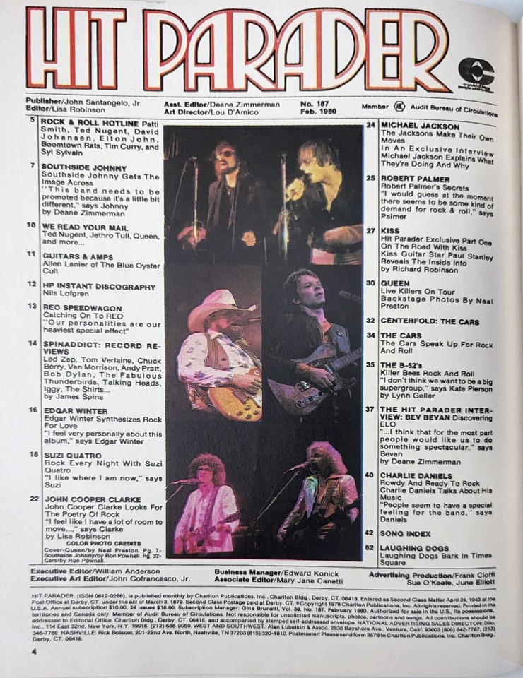 HIT PARADER Magazine February 1980 Queen, KISS, Suzi Quatro, B-52s ...