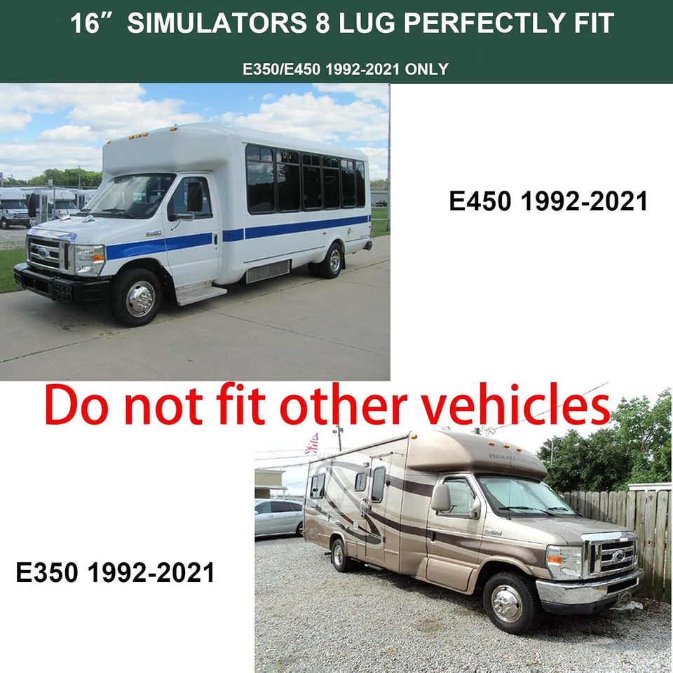 16" Dually Wheel Simulators For Ford E350/E450 1992-2016/2018-2021 Dual ...