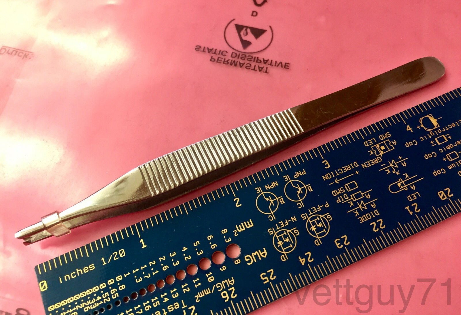 3pcs SMD/SMT Electronics Tweezers, 1x2 teeth, Stainless, 4.75", Tissue ...