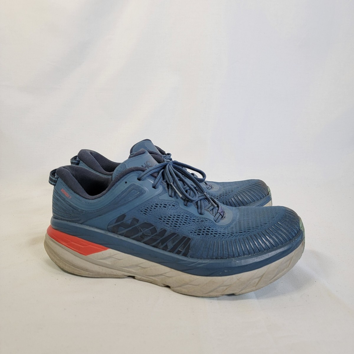 Hoka One One Bondi 7 Blue Orange Running Sneaker Shoe Mens 10 | eBay