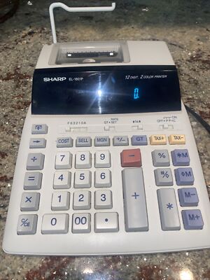 Sharp EL-1801P White Electronic Calculator 12 Digit Printing, 2 Color ...
