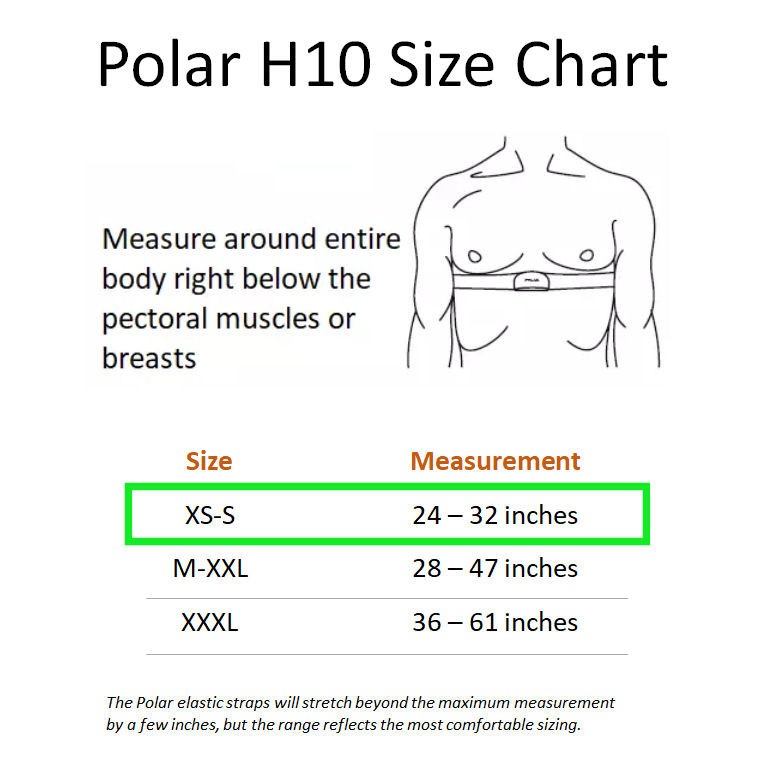 Polar H10 Bluetooth Heart Rate Sensor and Chest Strap (XS-S) Retail Box ...